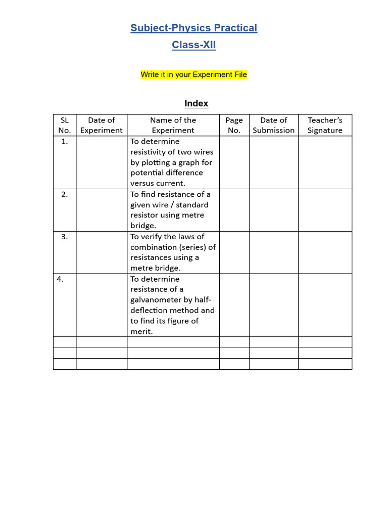 13 08 2024 Class XII Sub Physics Practical Experiment 4 Half Deflection | PDF