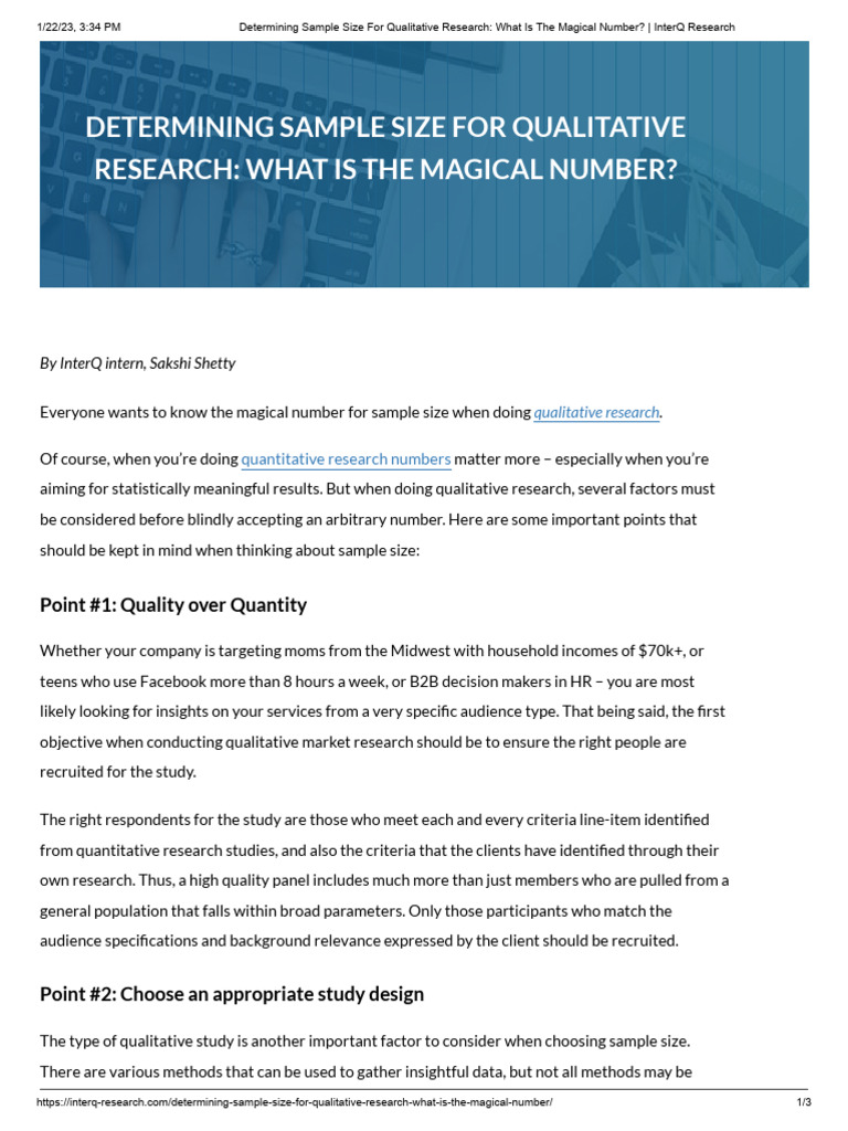 Determining Sample Size For Qualitative Research - What Is The Magical ...