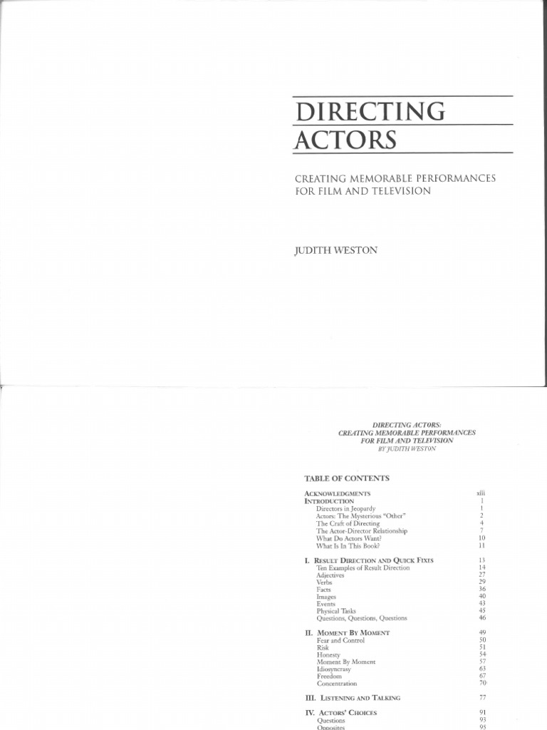 Judith Weston Directing Actors tips for acting | PDF