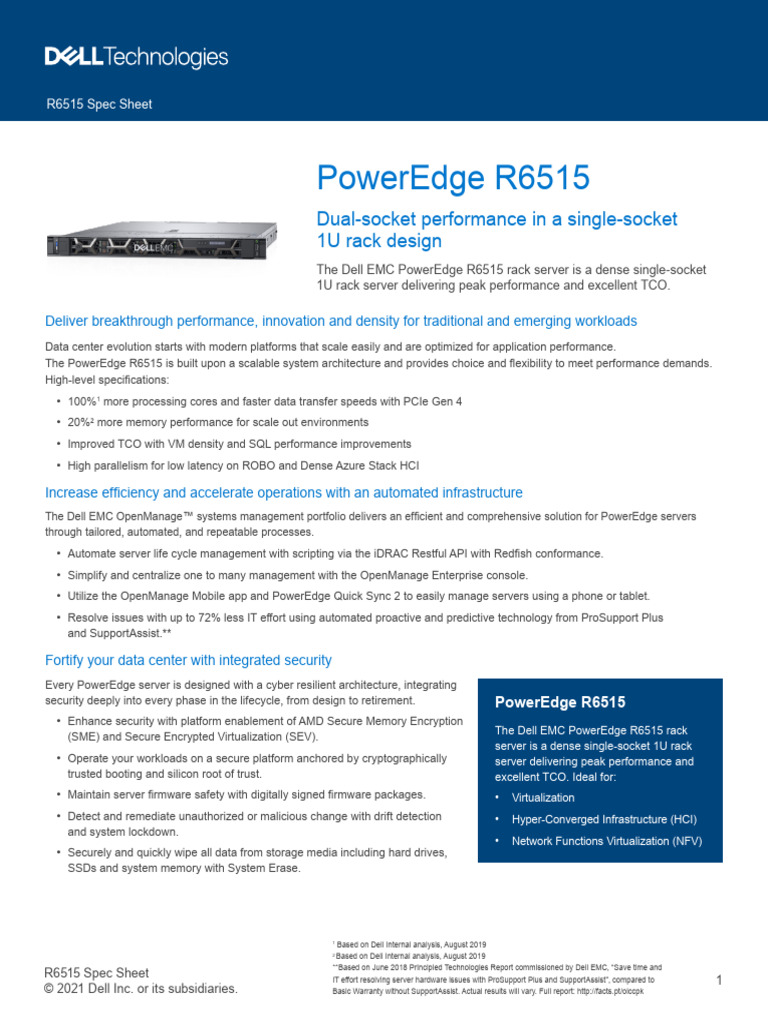 poweredge-r6515-spec-sheet | PDF