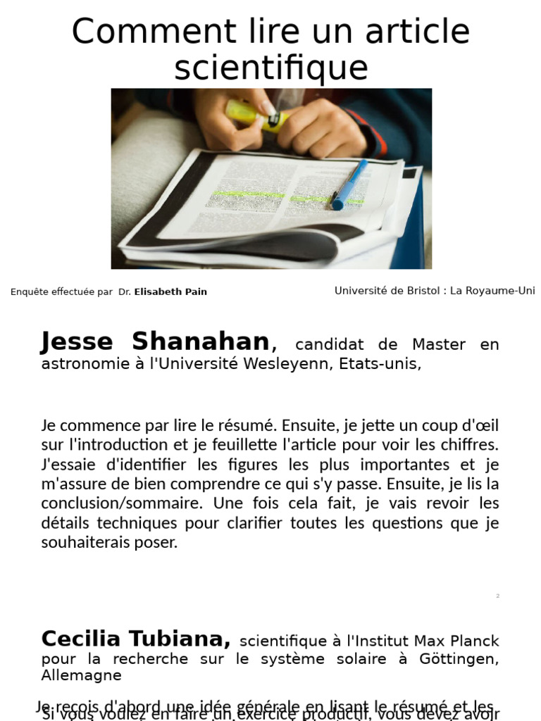 Comment Lire Un Article Scientifique | PDF
