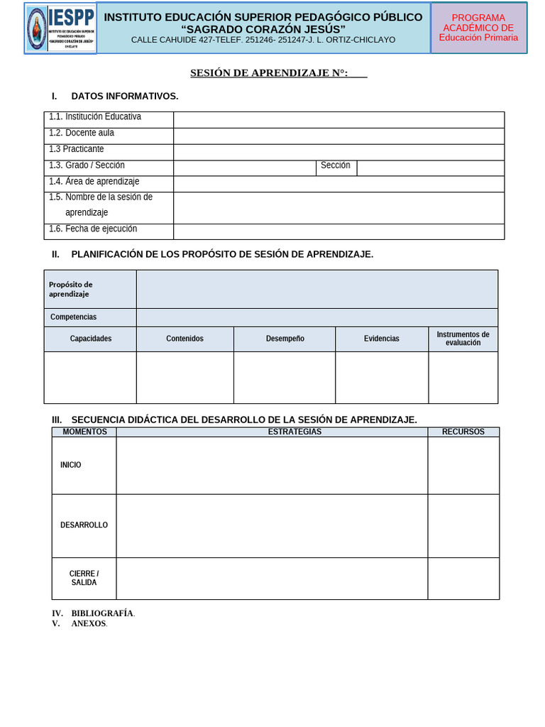 3. Esquema de sesion de aprendizaje | PDF