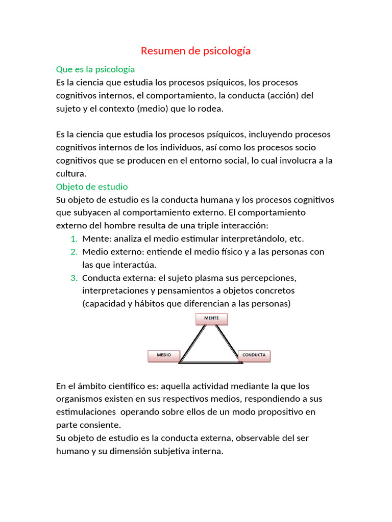 Resumen de Psicología LISTO | PDF | Sicología | Aprendizaje