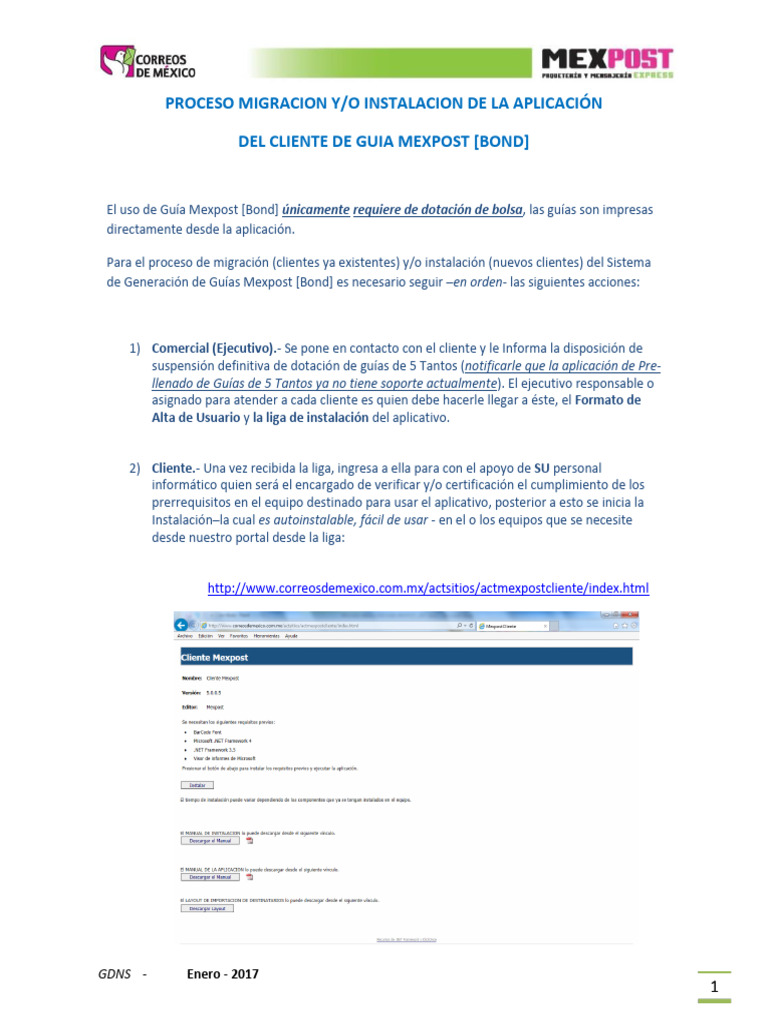 Proceso Migracion Guia Mexpost - 2017 | PDF
