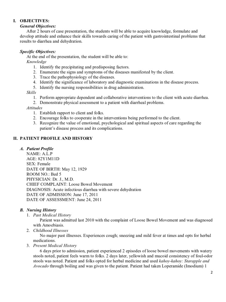 Case Study (Iph) Amoebiasis Diarrhea With Mild DHN | PDF | Diarrhea ...