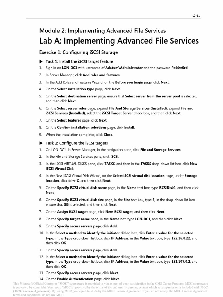 Lab A: Implementing Advanced File Services | PDF