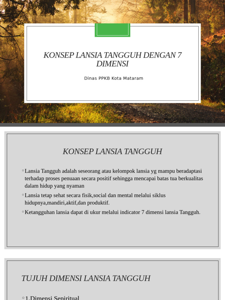 KONSEP LANSIA TANGGUH DENGAN 7 DIMENSI 2024 | PDF