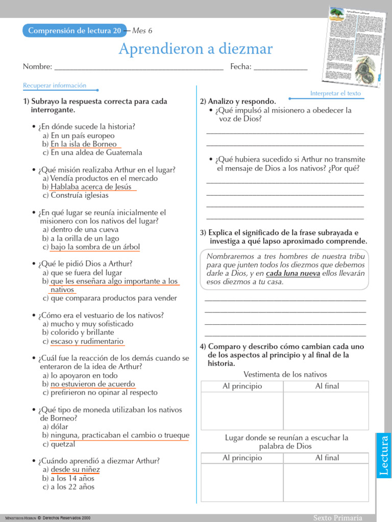 Comprensión de Lectura Sexto Primaria | PDF | Republica de Irlanda | Jesús