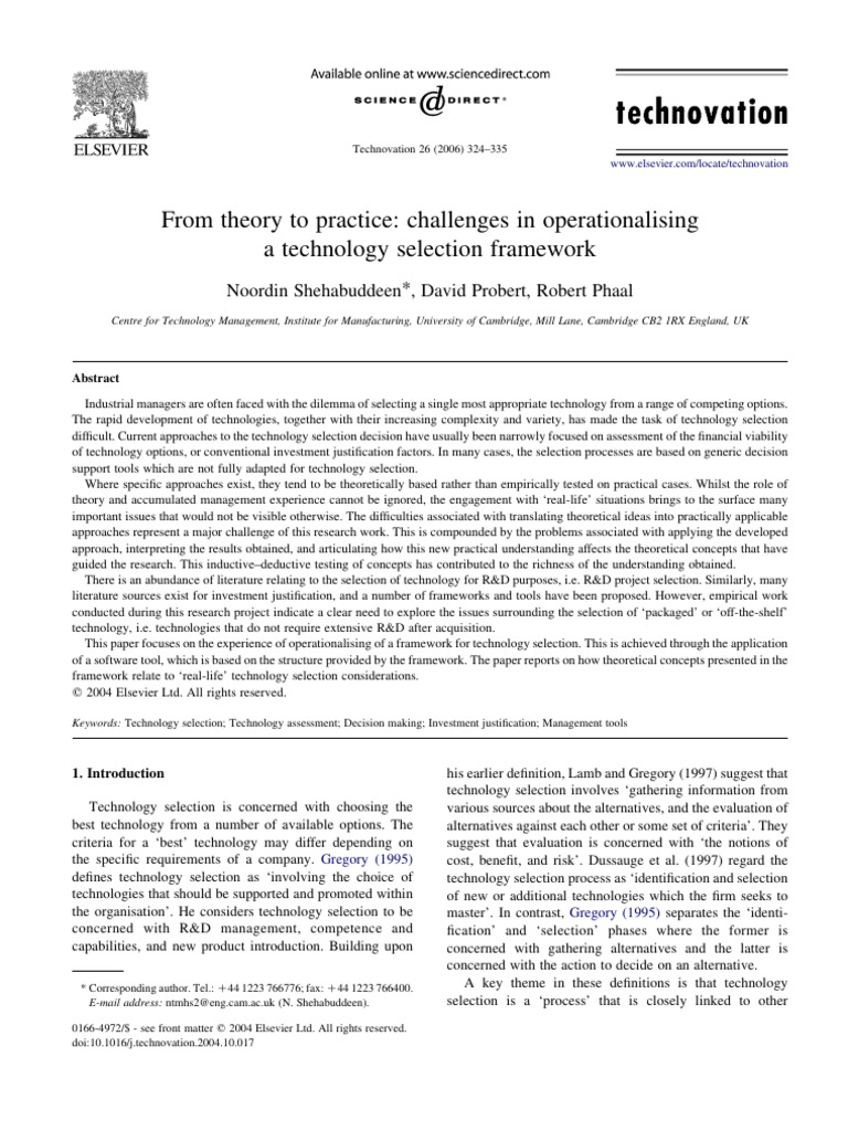 From Theory To Practice: Challenges in Operationalising A Technology ...