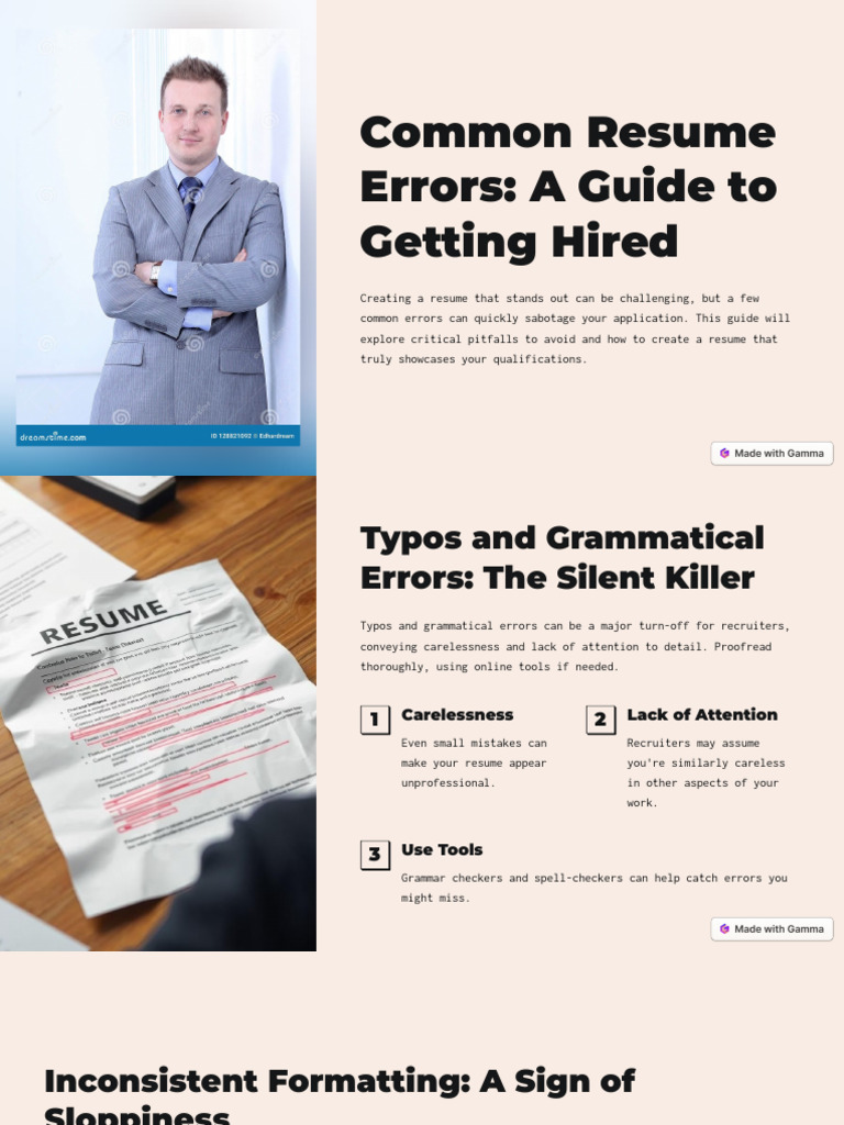 Common Resume Errors A Guide To Getting Hired | PDF