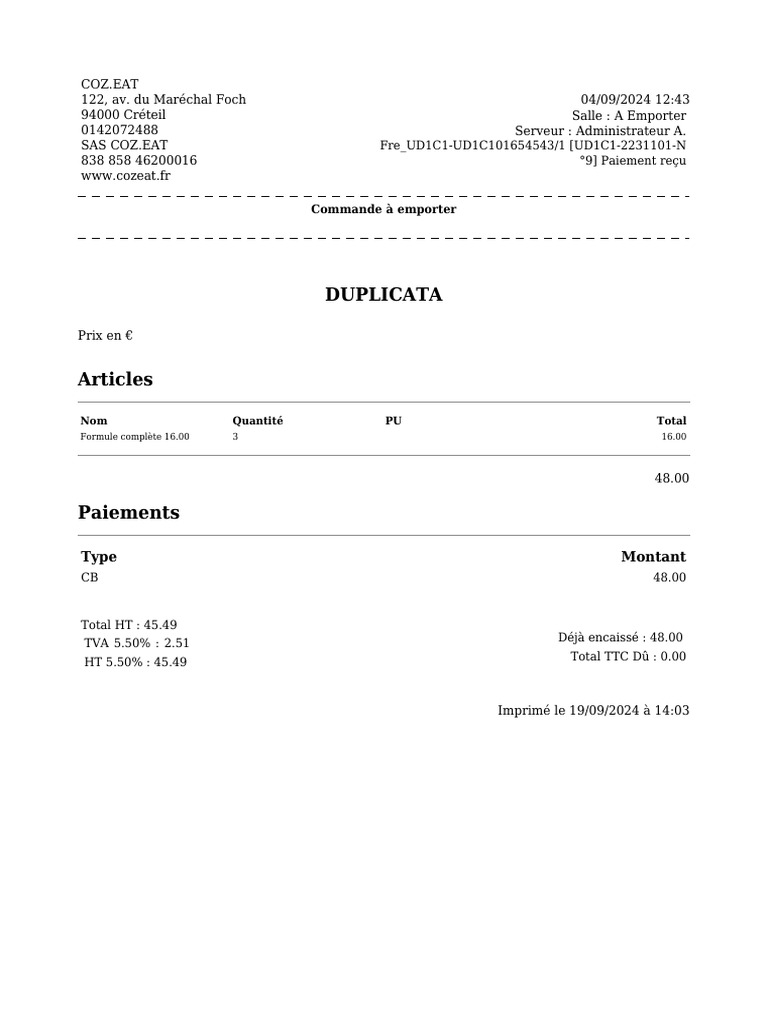 Duplicata de Facture Du 5-10 IMPRIMR | PDF