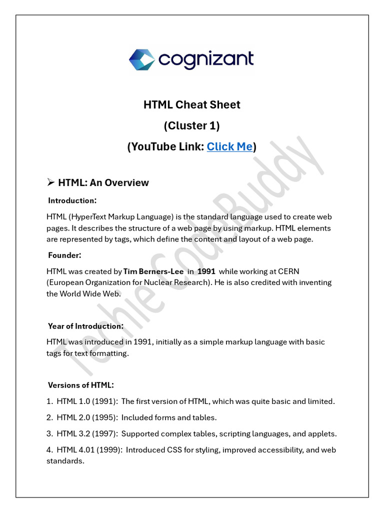 Html Cheat Sheet Pdf 