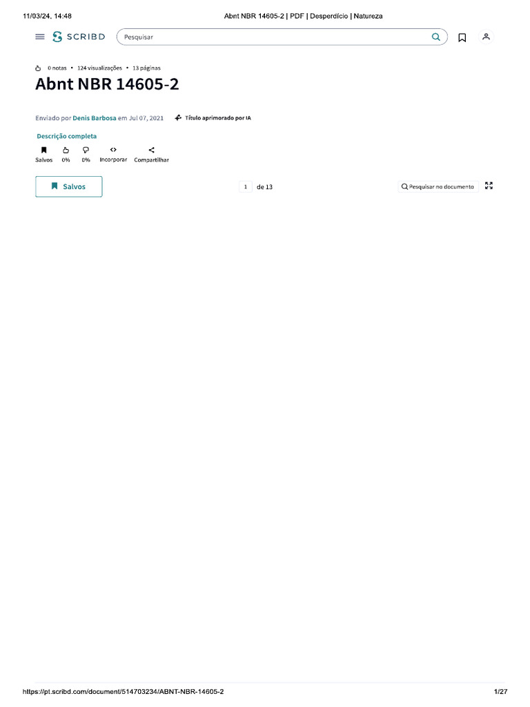 Abnt NBR 14605-2 - Deposito SEPARADOR ÁGUA E OLEO (SAO) | PDF