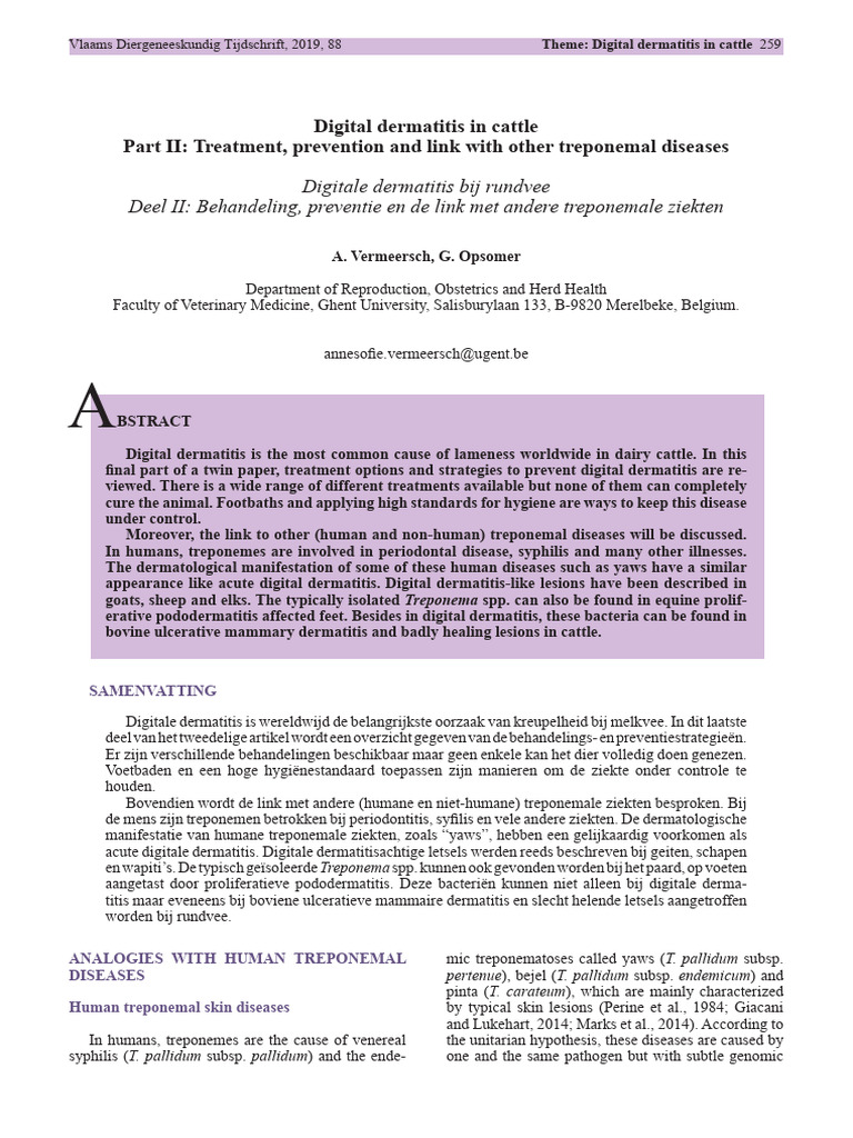 Digital Dermatitis in Cattle II VDT GO 2019 | PDF