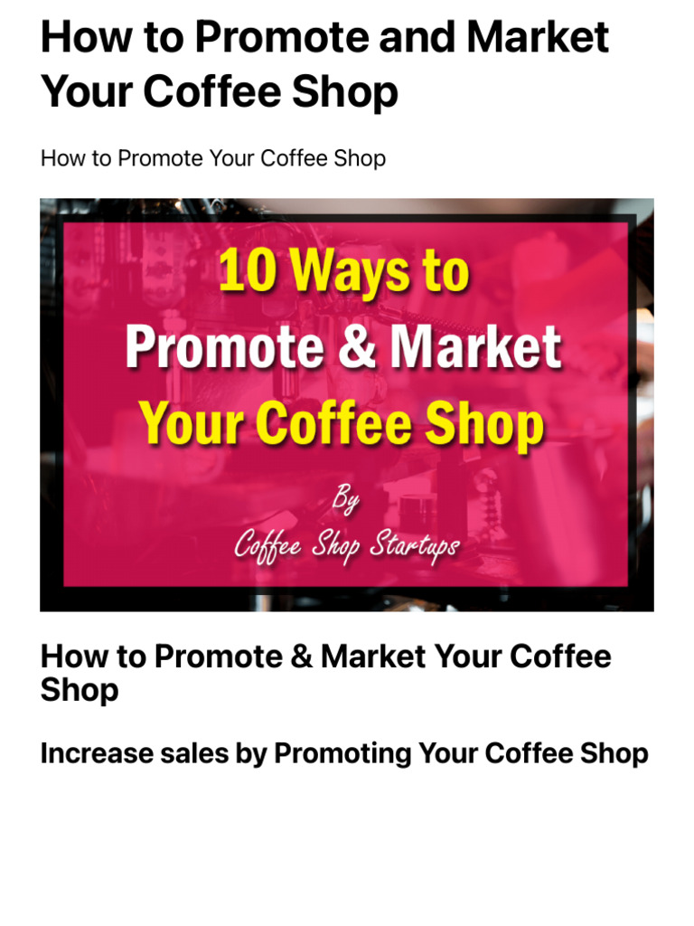 How To Promote and Market Your Coffee Shop | PDF