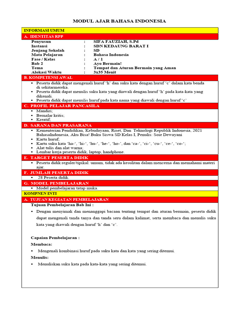 Modul Ajar Sifa | PDF