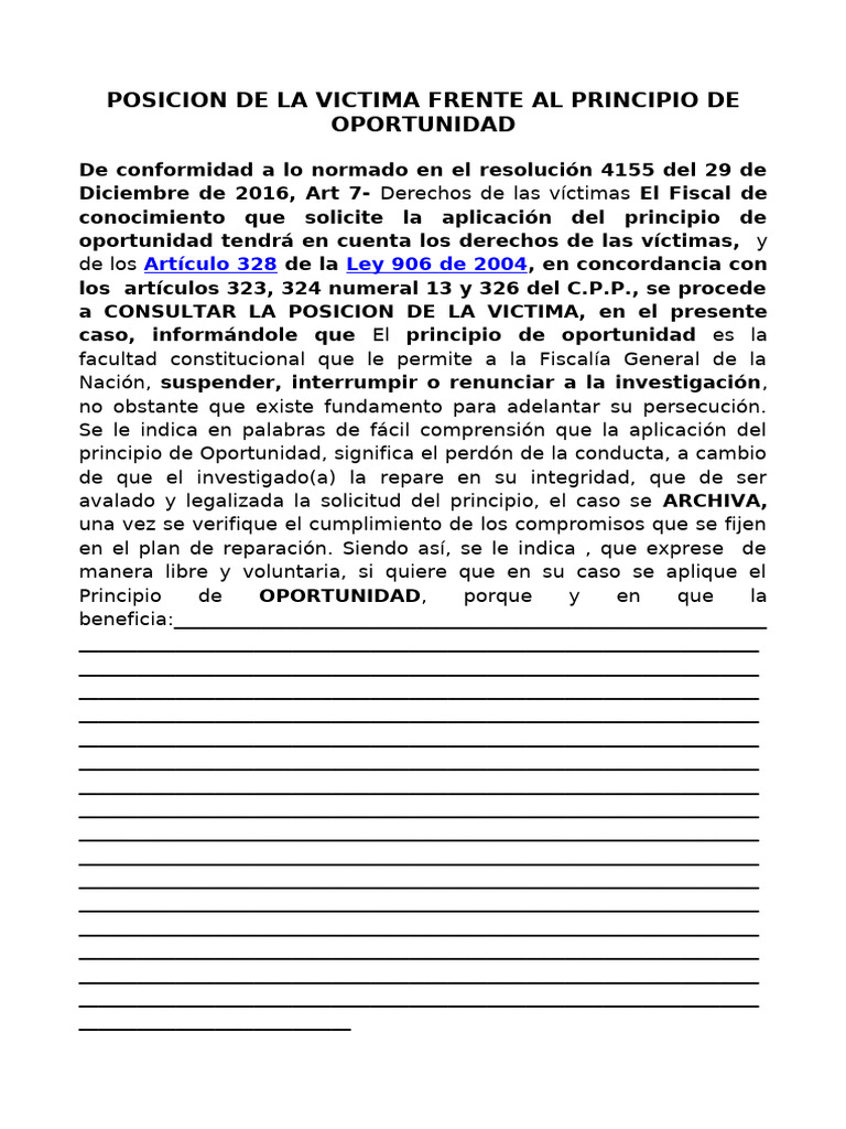 Posicion de La Victima Frente Al Principio de Oportunidad | PDF