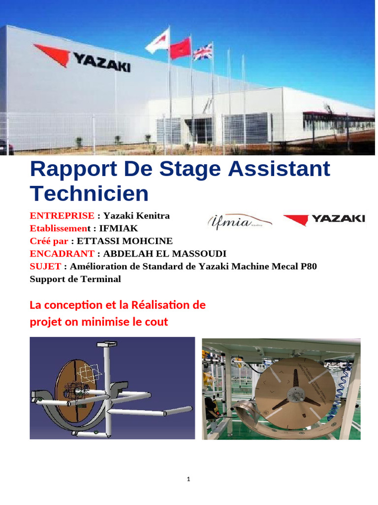 Mohcine Rapport Yazaki Stage Process Engineering Technical Departement ...