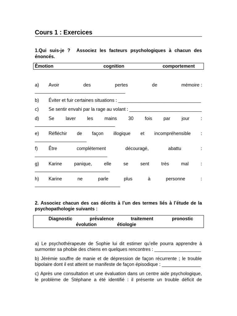 Cours 1 Exercices | PDF