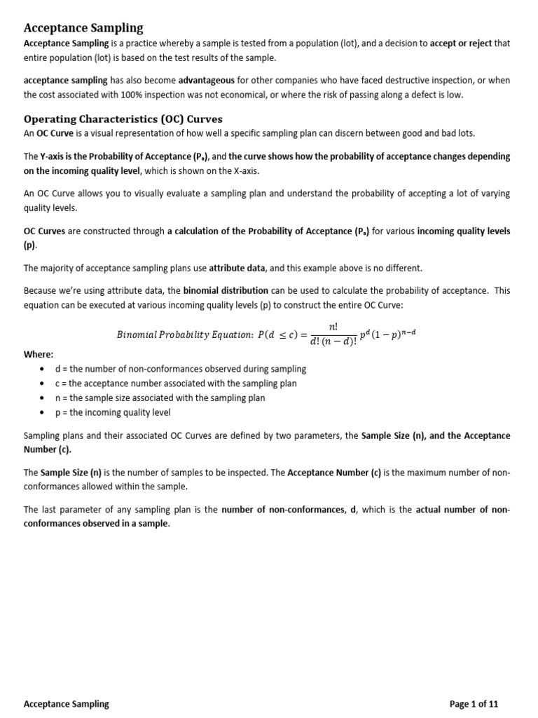 Acceptance Sampling Pareto | PDF