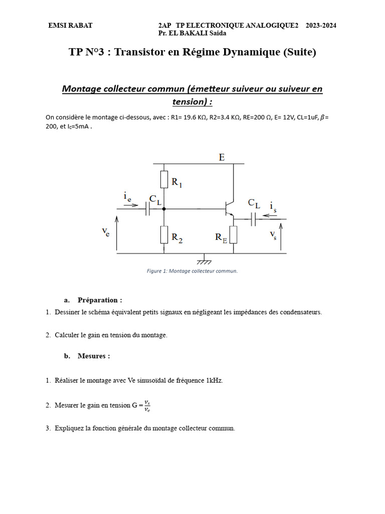 TP Transistor Collecteur Commun | PDF