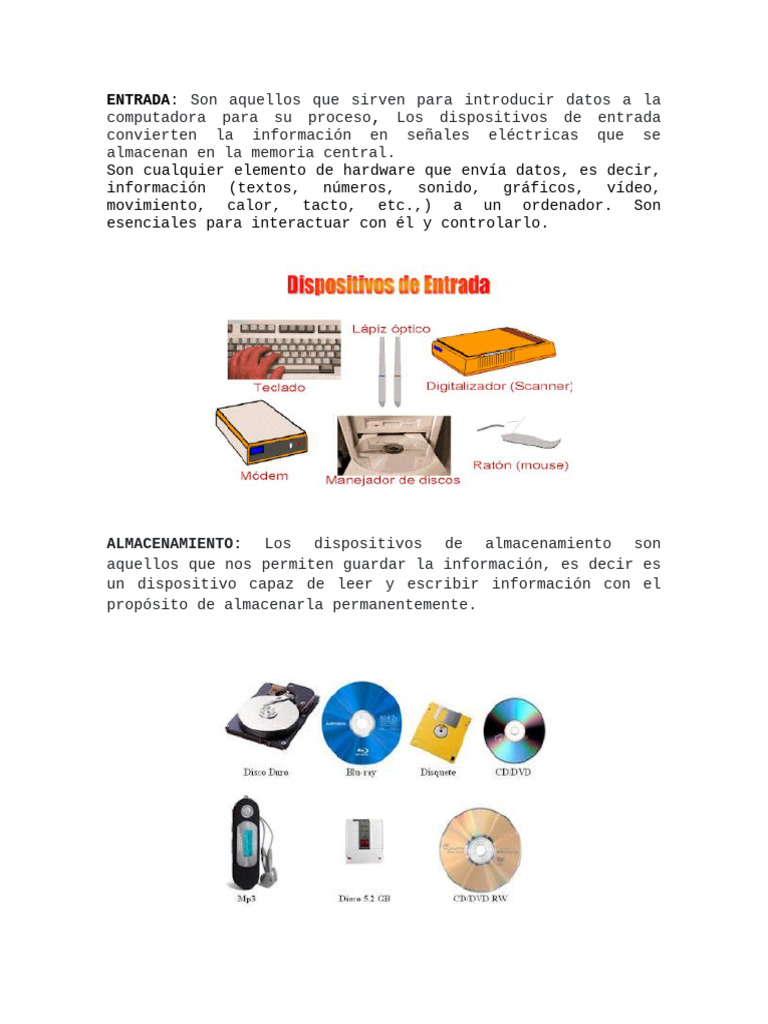 ENTRADA y SALIDA | PDF | Hardware de la computadora | Periférico