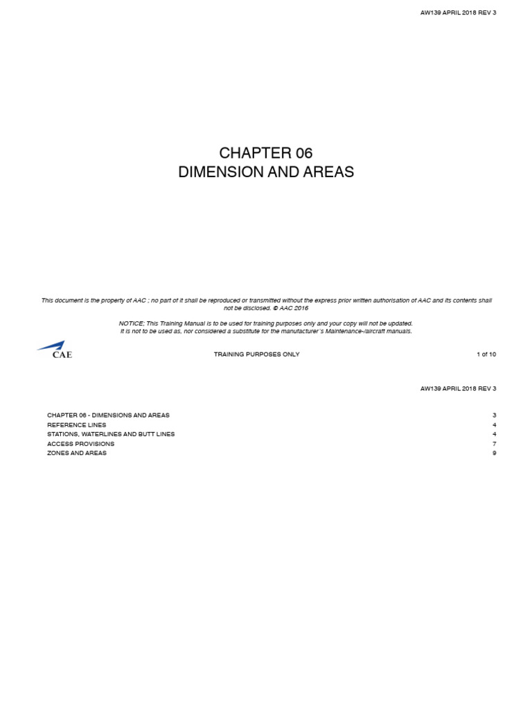 AW139 CHAPTER 06 DIMENSIONS AND AREAS REV 3 | PDF