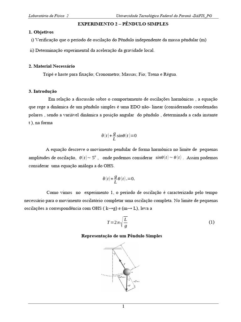 Exp 2 - Pendulo Simples | PDF