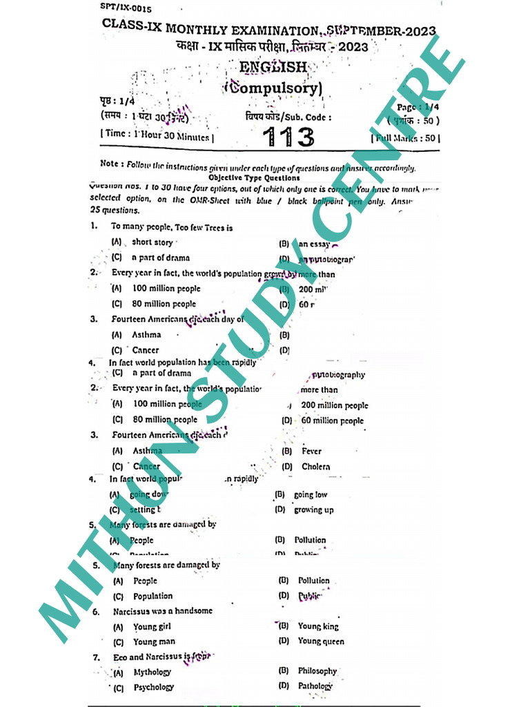 9th English Obj+subj Answer Key 2023 | PDF