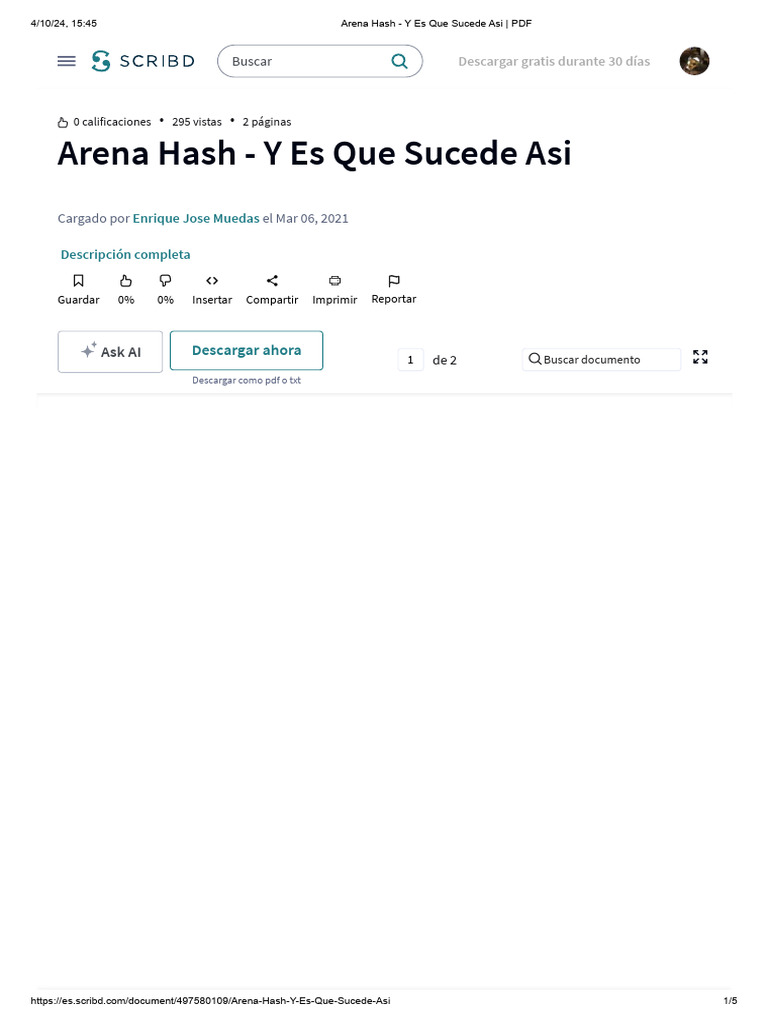 Arena Hash - Y Es Que Sucede Asi - PDF | PDF