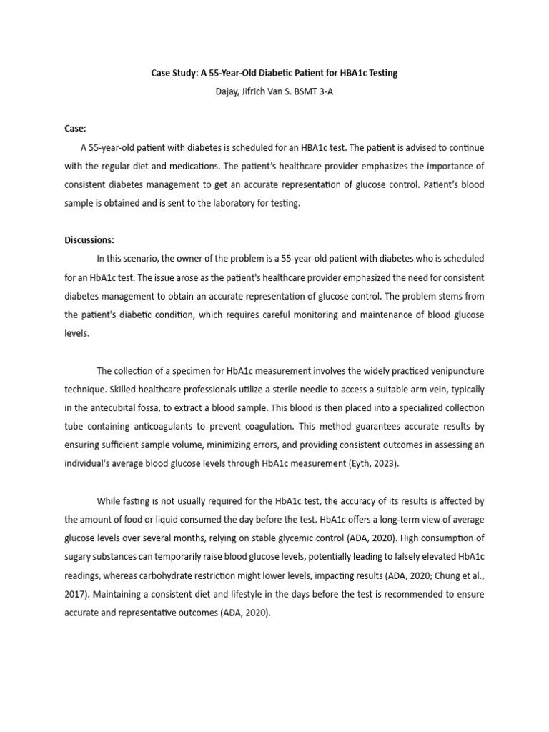 Case Study: A 55-Year-Old Diabeticc Patient For HBA1c Testing | PDF ...