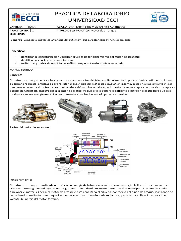 GUIA DE LABORATORIO MOTOR DE ARRANQUE_TLMA_LHC (1) | PDF