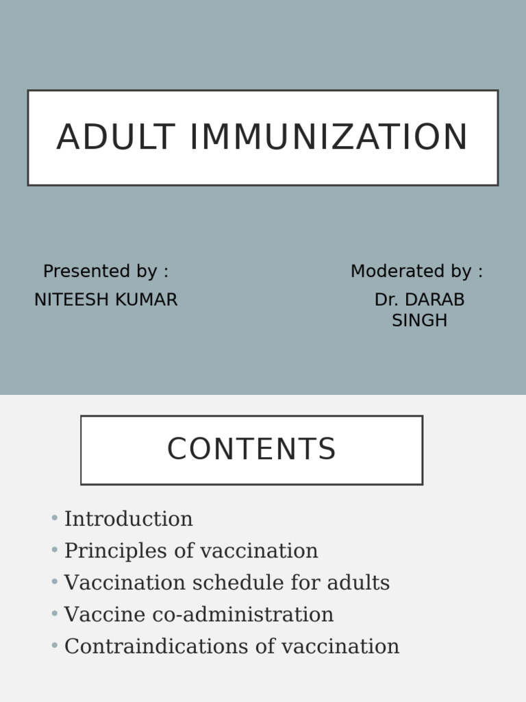 Adult Immunization PPT 20 | PDF