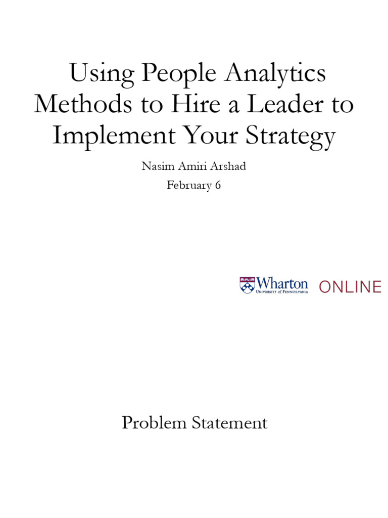 Application Exercise 2 - Using People Analytics Methods To Hire A Leader To Implement Your ...