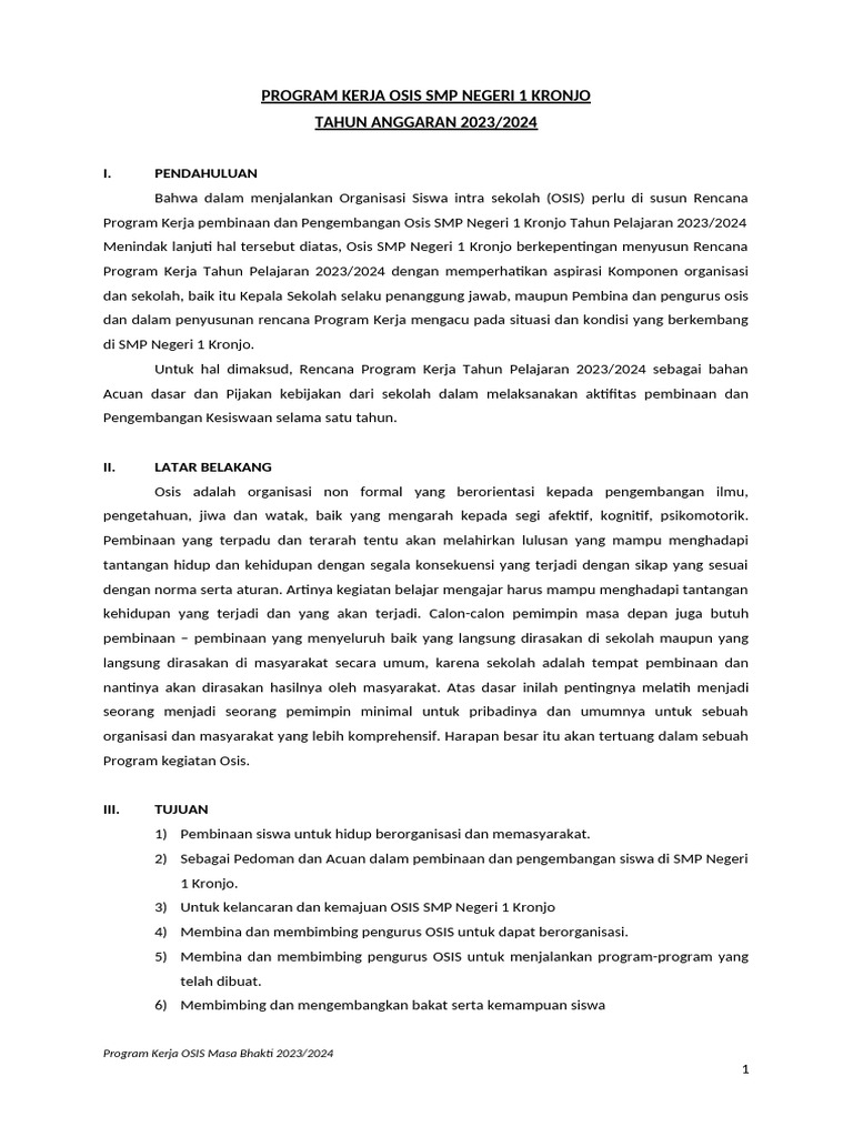 Proker Osis Pembukaan | PDF