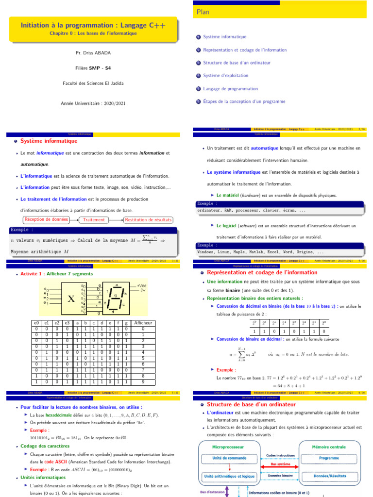 Cours C++ Driss ABADA SMP4 Version 2 | PDF