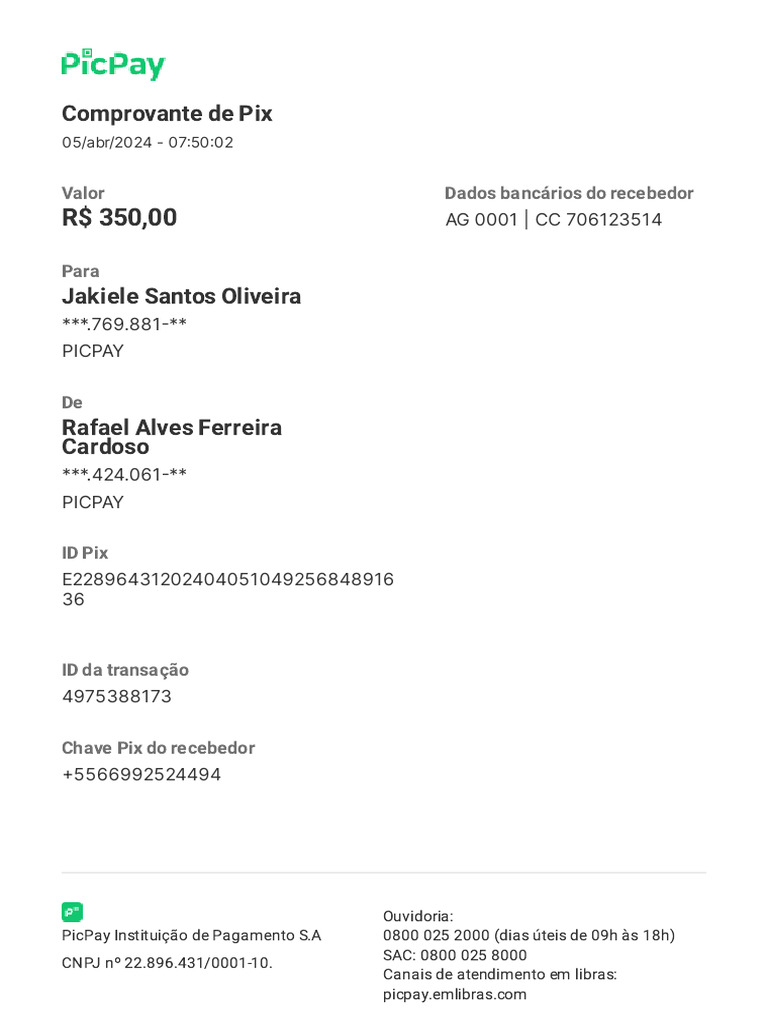 Comprovante Picpay PIX 05042024074942$ | PDF