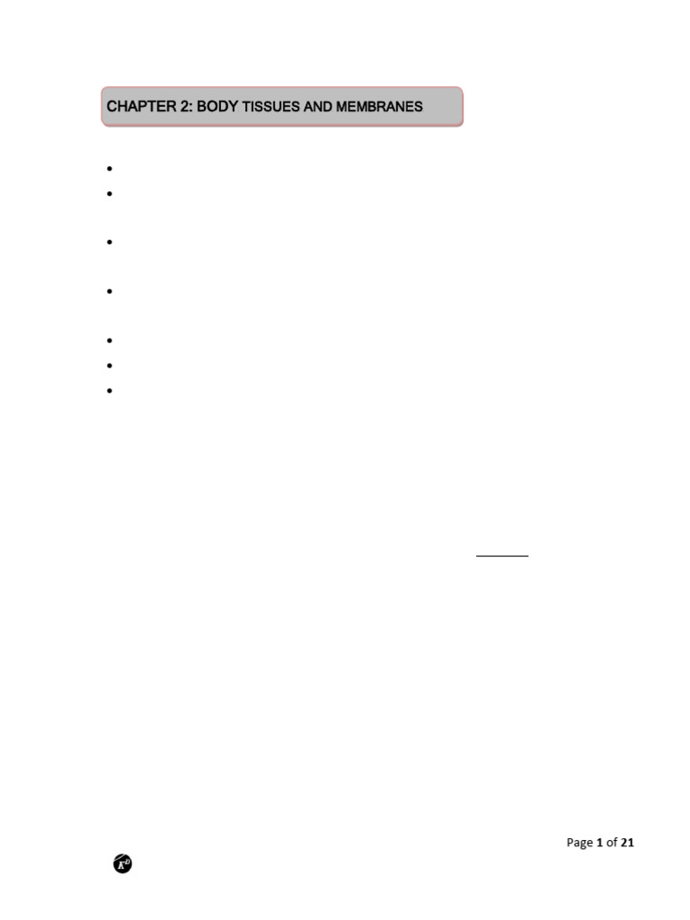 Chapter 2 Body Tissues and Membranes [Shared by Quizblog] | PDF