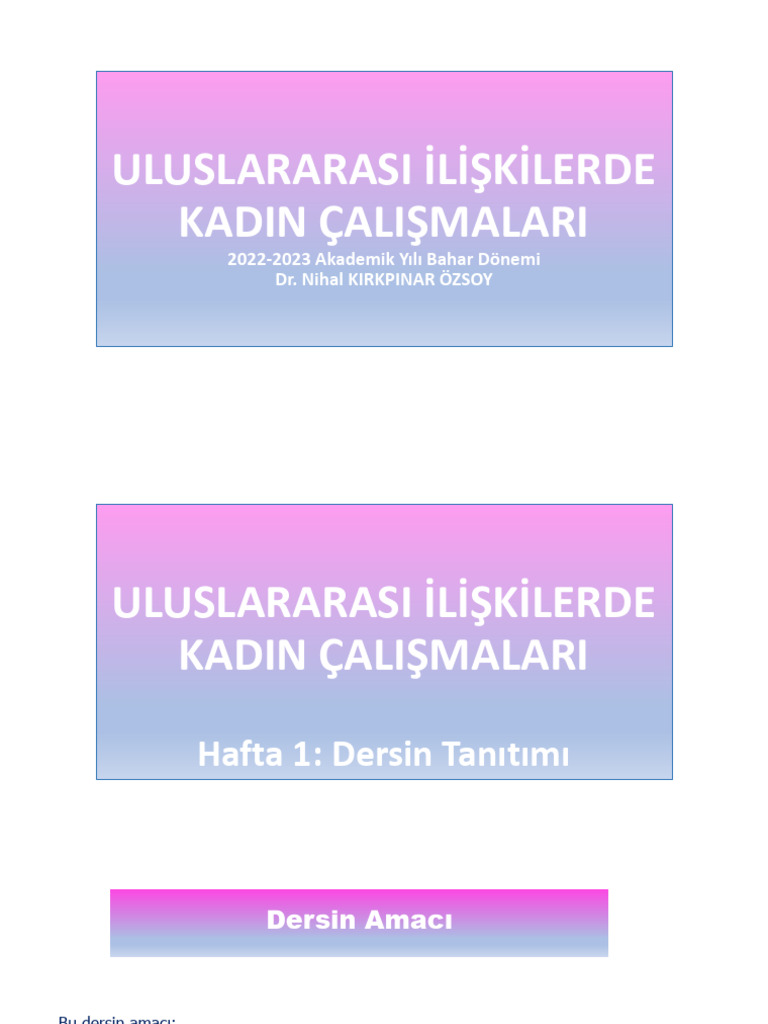 Uli Kadin Calismalari Hafta 2 3 | PDF