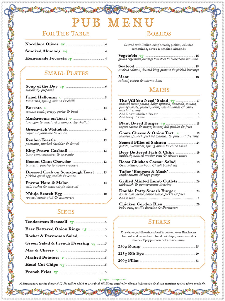 Traf Pub Menu May 2024 Website | PDF | Hamburgers | Salad