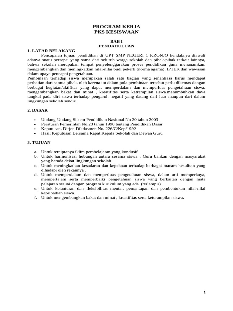 Program Kerja Wakasekkesiwaan | PDF