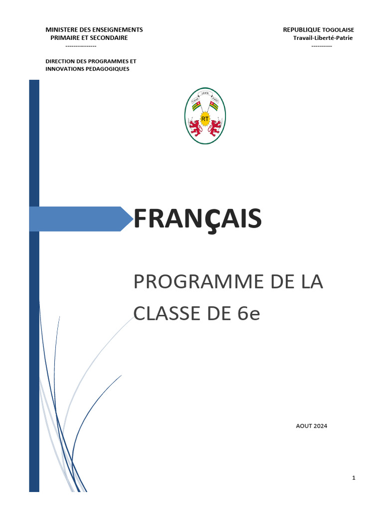 PROGRAMME FR 6e_Version Revisée 2024 | PDF