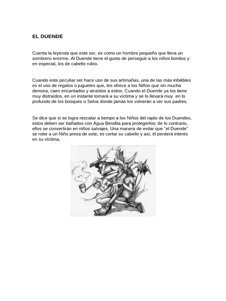 La leyenda del duende y sus artimañas | PDF | Hogar, jardinería y bricolaje
