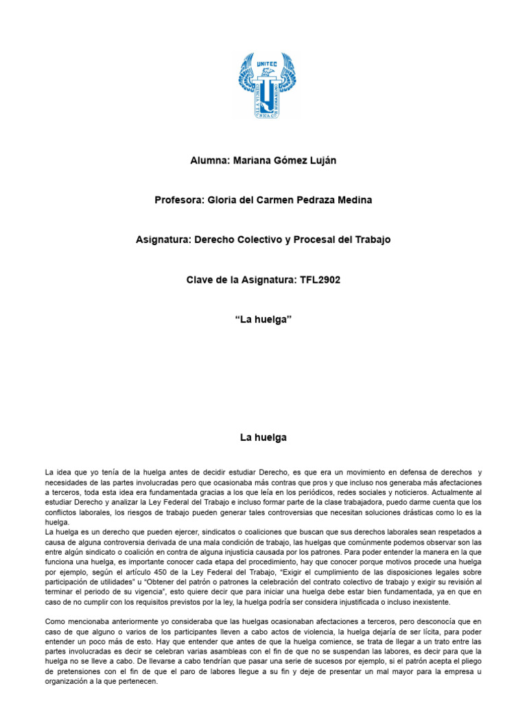 Entregable 2 - La Huelga - Mariana Gómez. | PDF