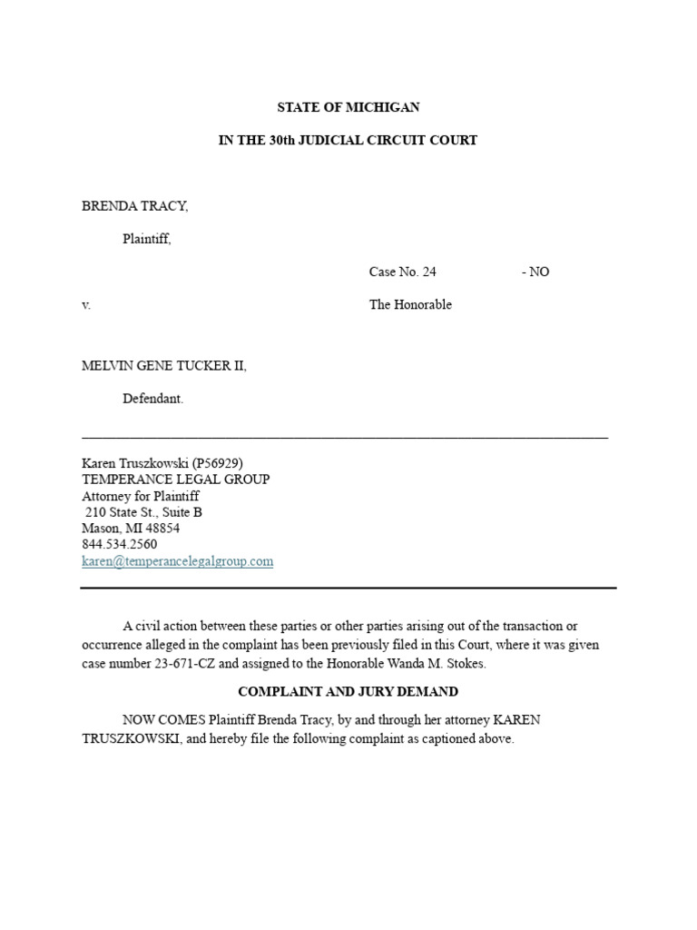 Brenda Tracy Files Lawsuit Against Mel Tucker | PDF | Lawsuit ...