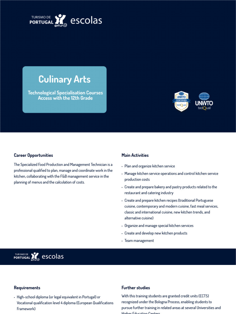Cculinary Arts 2024/2025 | PDF | Diploma | Culinary Arts
