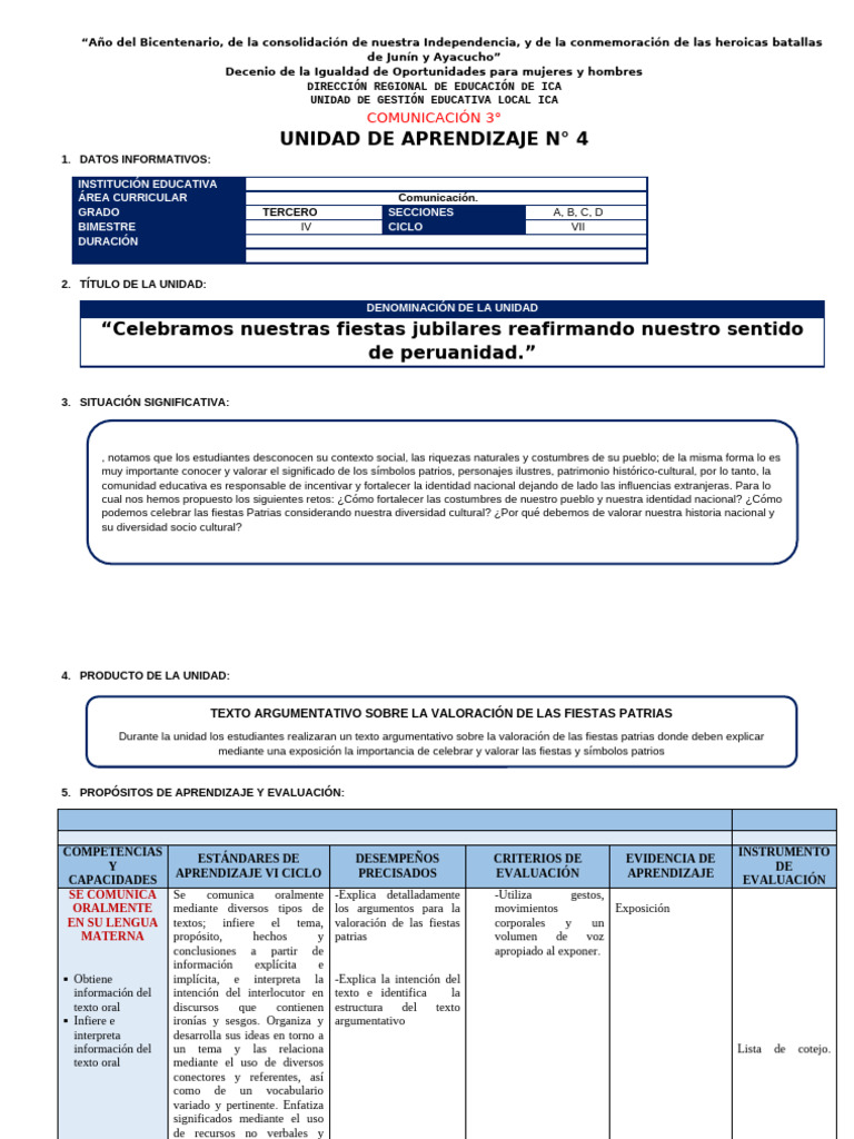 Unidad de Aprendizaje N°4 | PDF