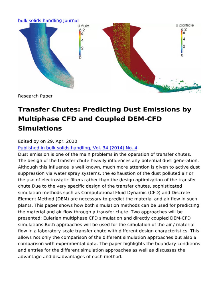 Transfer Chutes Predicting Dust Emissions by Multiphase CFD and Coupled ...