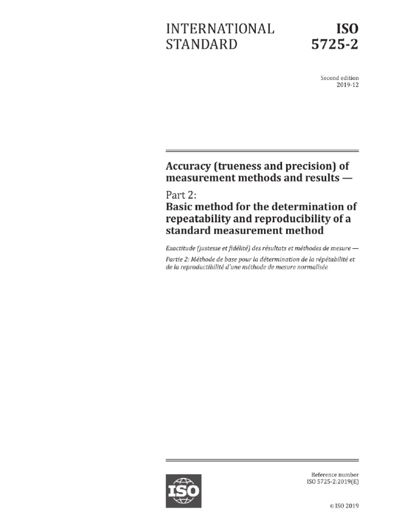 ISO 5725-2 2019-Exactitud de Resultados y Métodos de Medición. Parte 2 ...