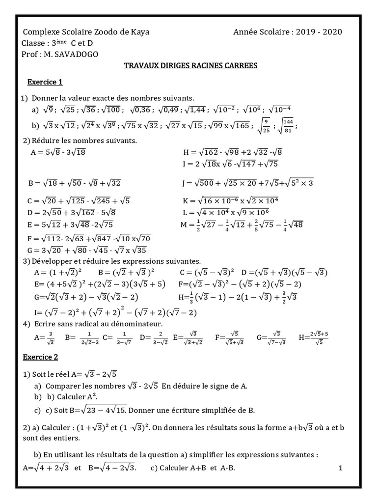 Deuxieme TD Maths | PDF